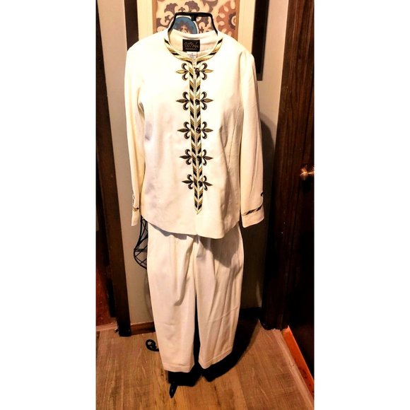 Mackie | Pants & Jumpsuits | Nwt Bob Mackie 2 Pc Pant Suit Xs Ivory ...